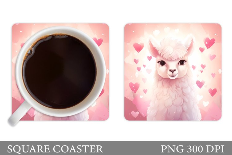 Valentines Lama Coaster. Lama Heart Coaster Sublimation