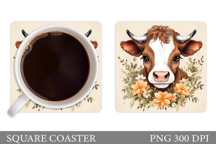 Cow Coaster Design. Cute Cow Coaster Sublimation (3643944)