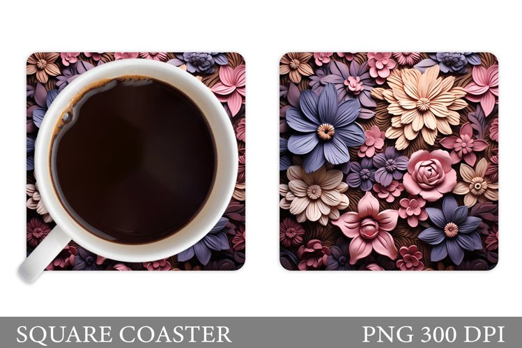 Flowers Coaster Design. 3D Floral Coaster Sublimation