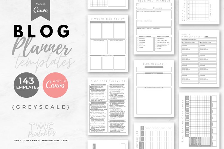 Blog planner canva templates