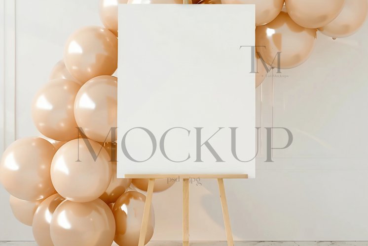 Easel Sign Mockup Balloon Welcome Sign