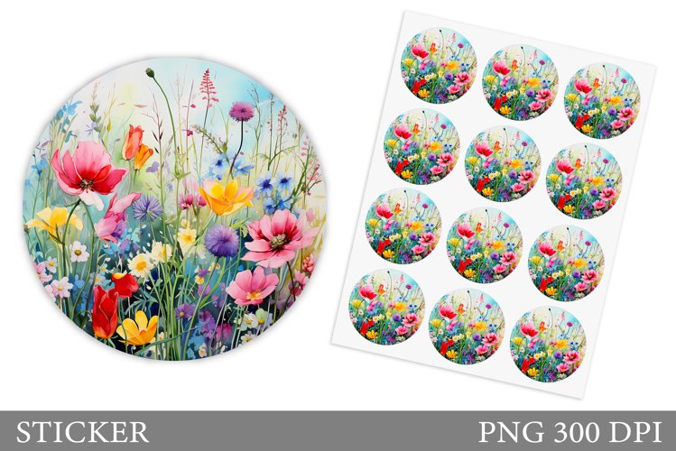 Flowers Sticker Design. Wildflowers Sticker (3579064)