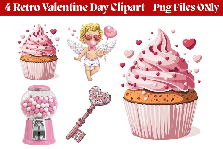 Retro Valentine Day Clipart PNG (5156743)