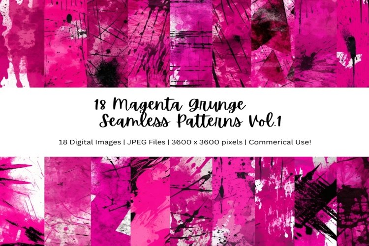 18 Magenta Grunge Seamless Patterns - 300DPI
