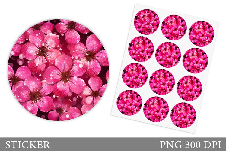 Floral Sticker Design. Flowers Sticker Template (3478032)