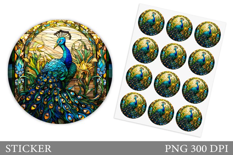 Peacock Sticker Design. Bird Sticker Template