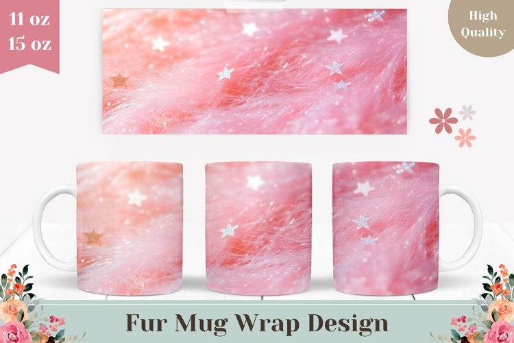 Pink Fur Mug Design, Pink Glitter Mug Sublimation (5152398)