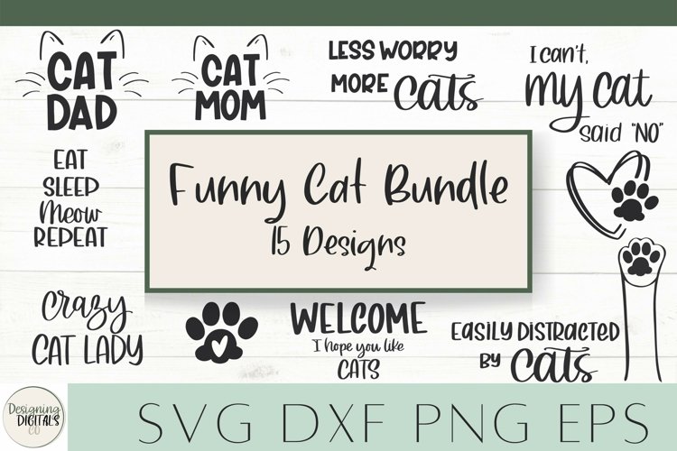 Funny Cat SVG Bundle, Cute Cat Clipart