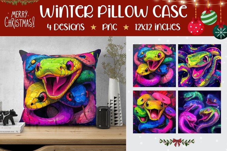 Neon Snakes Pillowcase, Cartoon Snake Pillow Case