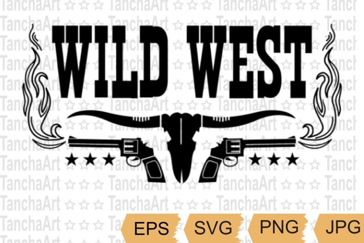 Wild West svg cut file, Cow skull Western cricut silhouette