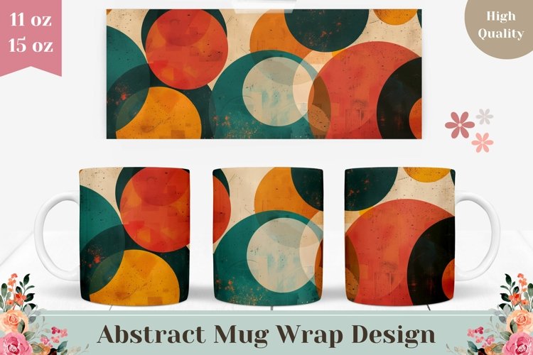 Retro Mug Wrap Design, Colorful Circles Mug (3667880)