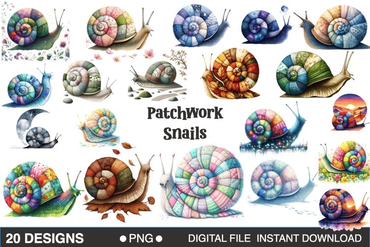 Patchwork Snails Clipart (3652772)