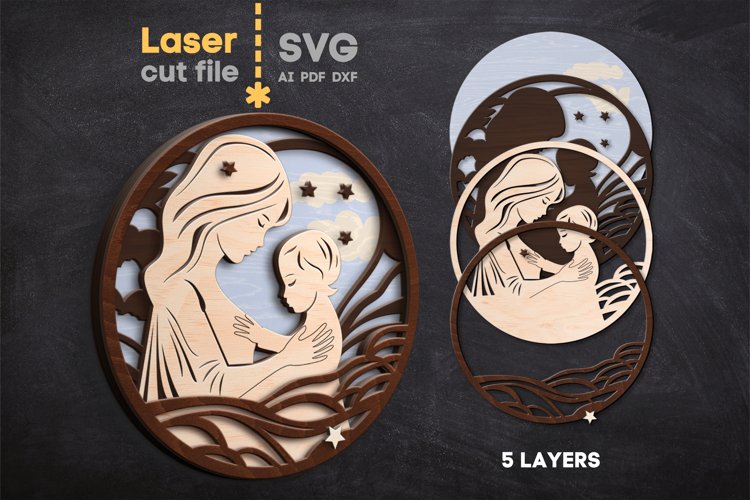 Mom with child SVG laser cut file for Glowforge (4202463)