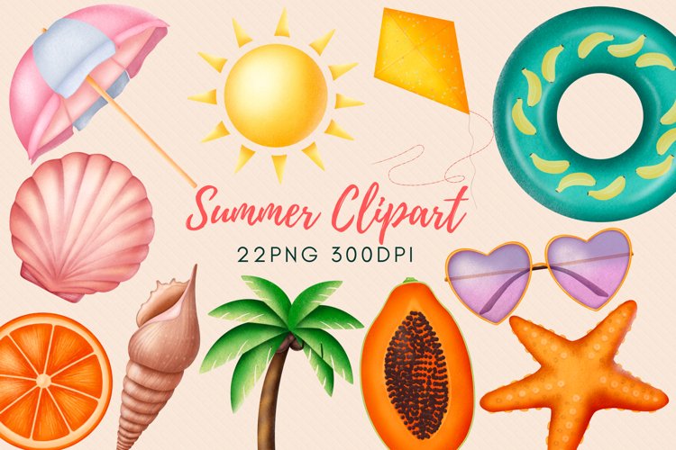 Set of high-quality hand drawn Summer clipart 22 PNG
