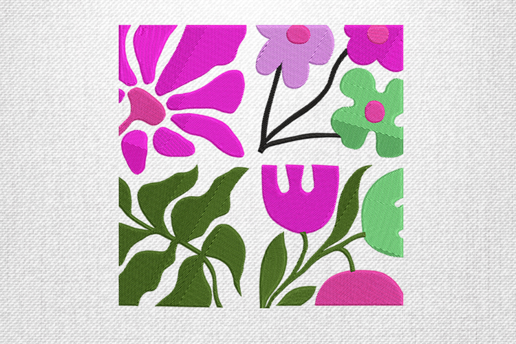 Bright Floral Blocks Embroidery Design File