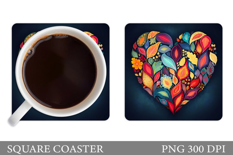 Heart Coaster Sublimation. Boho Heart Coaster (3164535)