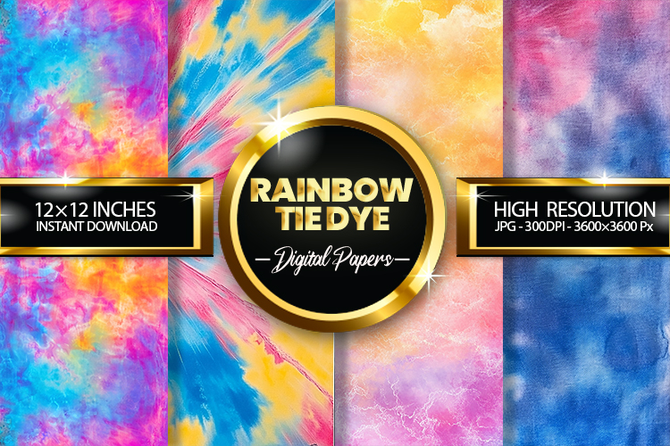 Rainbow Tie Dye Digital Papers - 04 Variations (5304072)