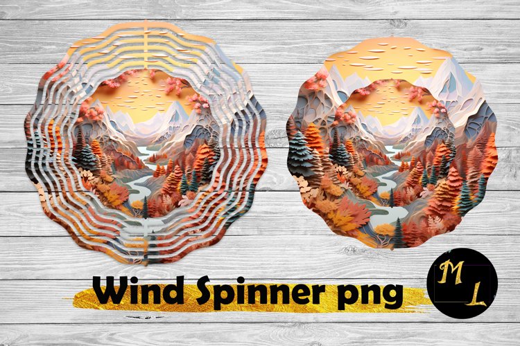 3d Forest Wind Spinner design,Fall Mountains Wind Spinner