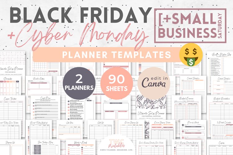 Black Friday planner canva templates
