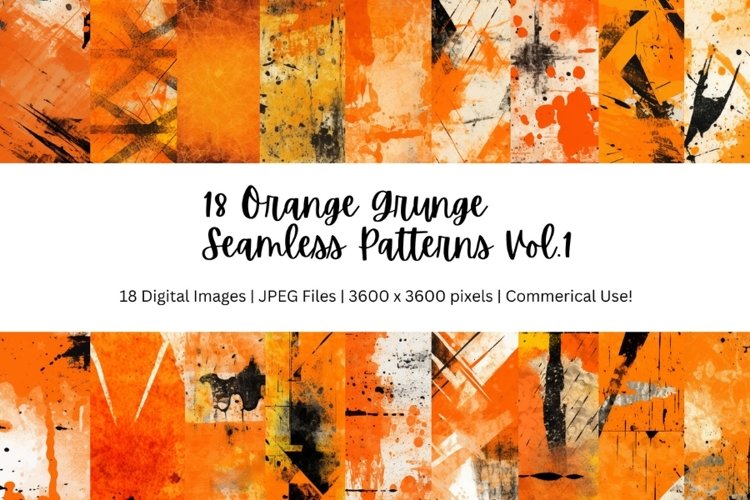 18 Orange Grunge Seamless Patterns - 300DPI