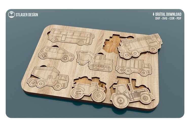Laser Cut Vehicle Puzzle Svg Files, Glowforge Cricut Files