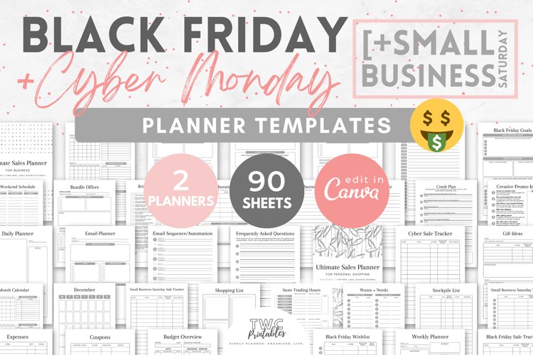 Black Friday planner canva templates