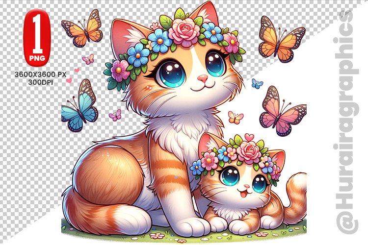 Cute Cat Clipart - PNG File (4995044)