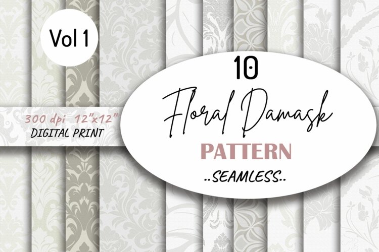 10 White Floral Damask Seamless Digital Paper For Download