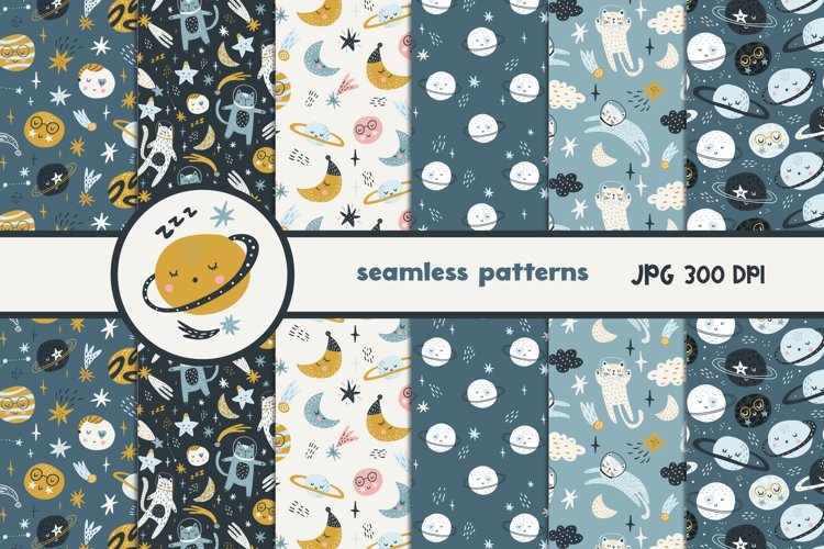Collection Cute Space Seamless Patterns DIGITAL (1970531)