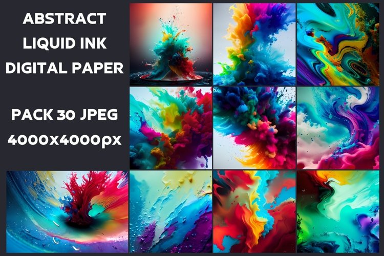 Abstract Liquid Ink Digital Paper Pack