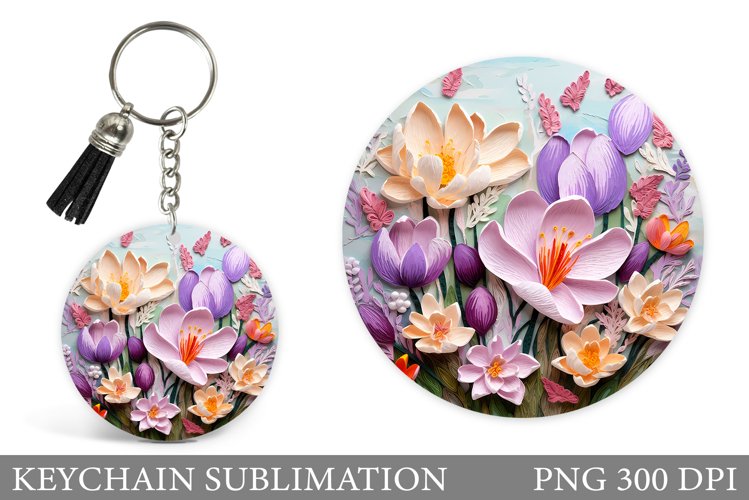 Crocus Keychain Sublimation. Spring Flowers (3175312)