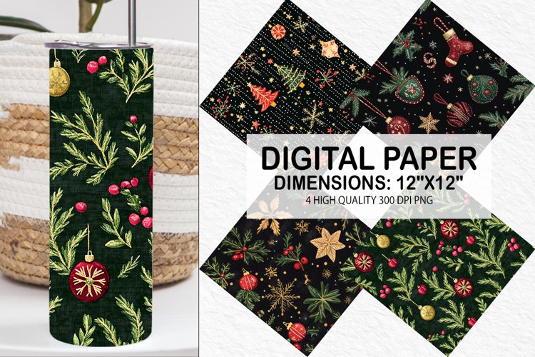Christmas Embroidery Seamless Digital Paper