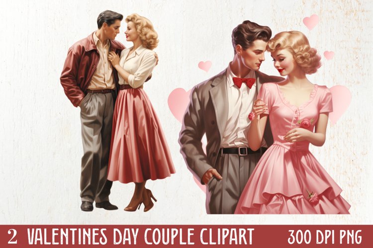 Valentines Day Couple Clipart Bundle, Valentines Day Couple