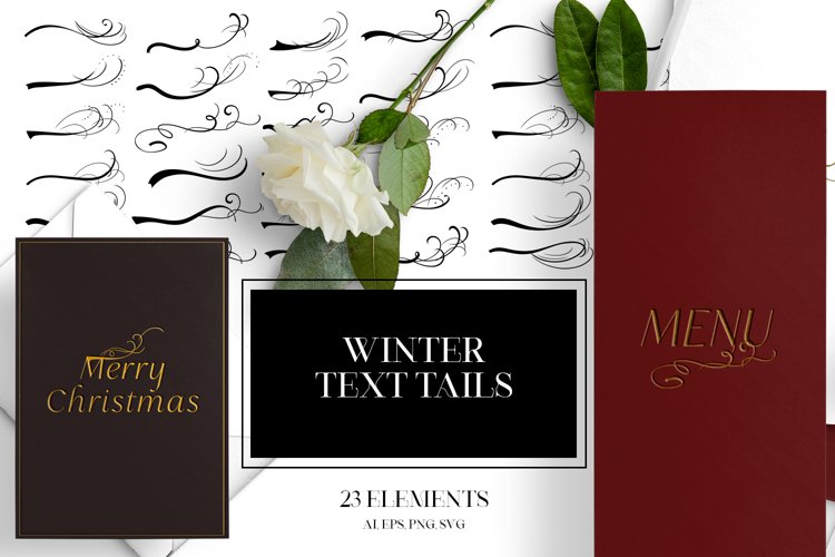 Winter hand drawn text tails