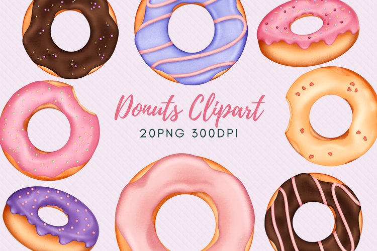 Set of high-quality hand drawn Donuts clipart 20 PNG