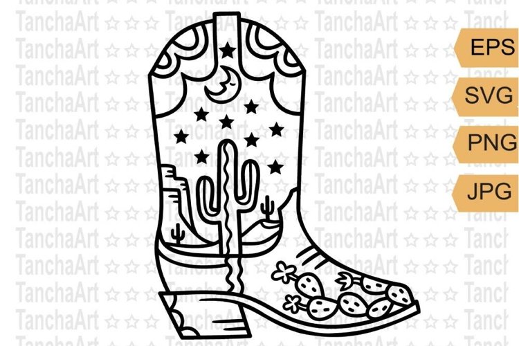 Cowboy boot cut file svg, png American desert Cactuses cut