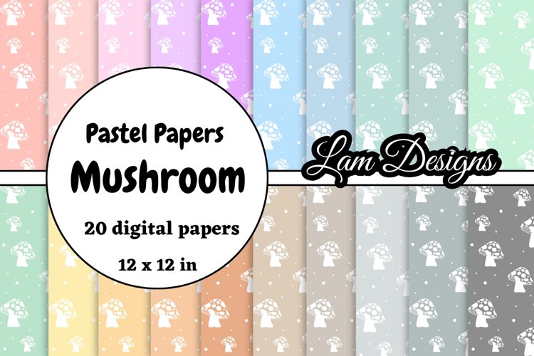 hand-drawn mushroom digital papers (5089120)