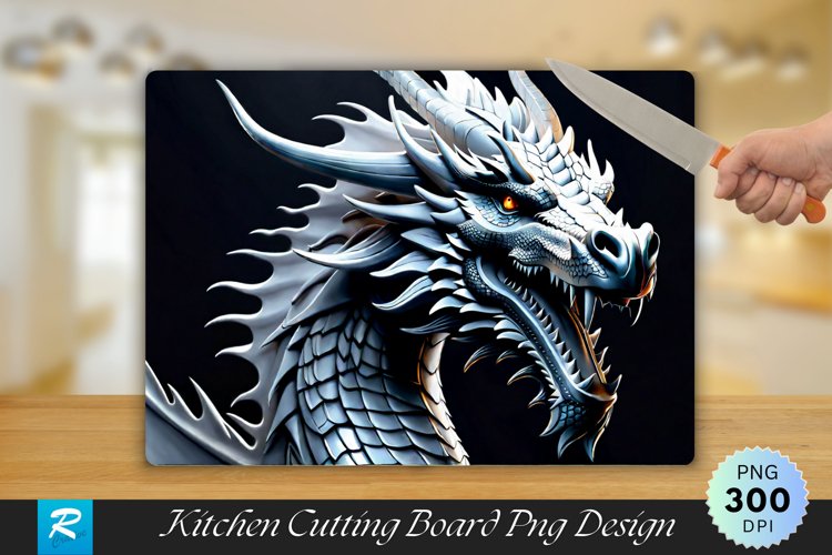 White Dragon Cutting Board Sublimation Design