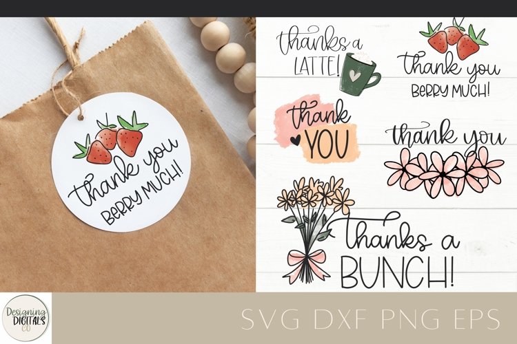 Thank You Note SVG Bundle, Cute Thanks SVG, Stickers