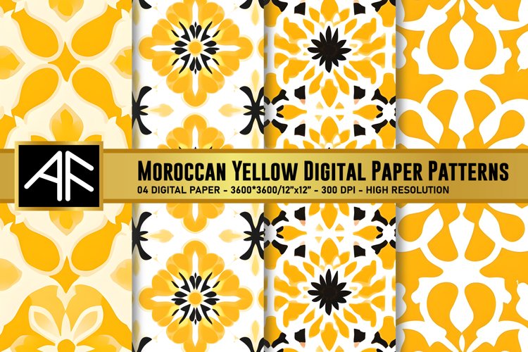 Moroccan Yellow Digital Paper Patterns