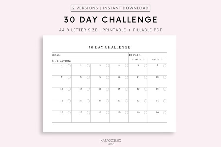 30 DAY CHALLENGE TRACKER, HABIT TRACKER, DAILY ROUTINE PDF