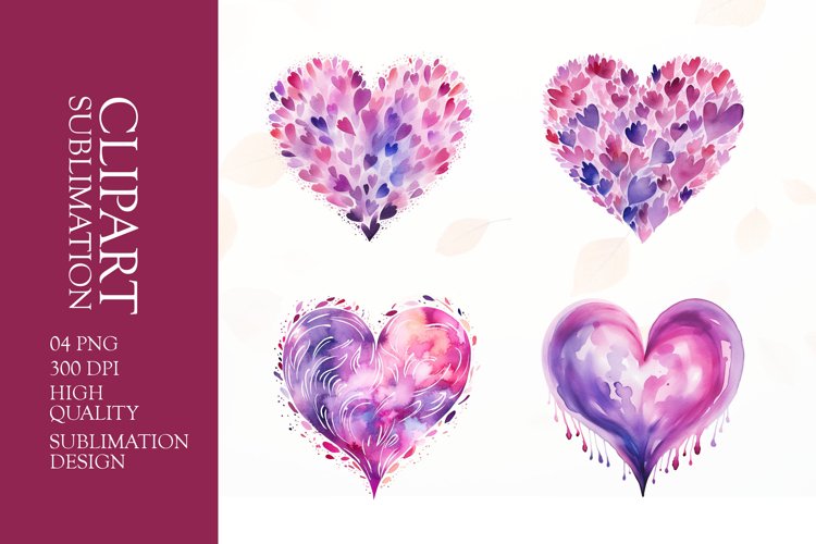 Watercolor heart clipart sublimation png (5060232)