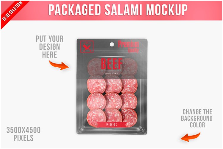 Packaged Salami on a Tray Mockup