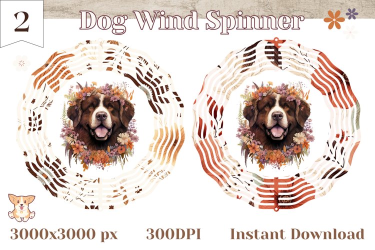 Watercolor Dog Wind Spinner Design, Newfoundland Dog Spinner