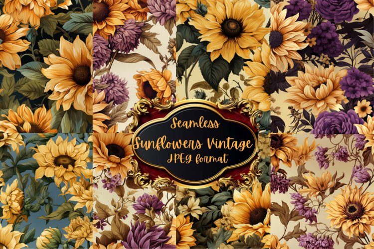 Sunflowers Vintage Seamless Digital Paper