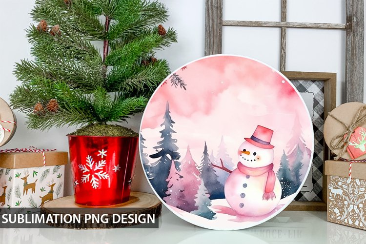 Christmas Snowman Round Sign