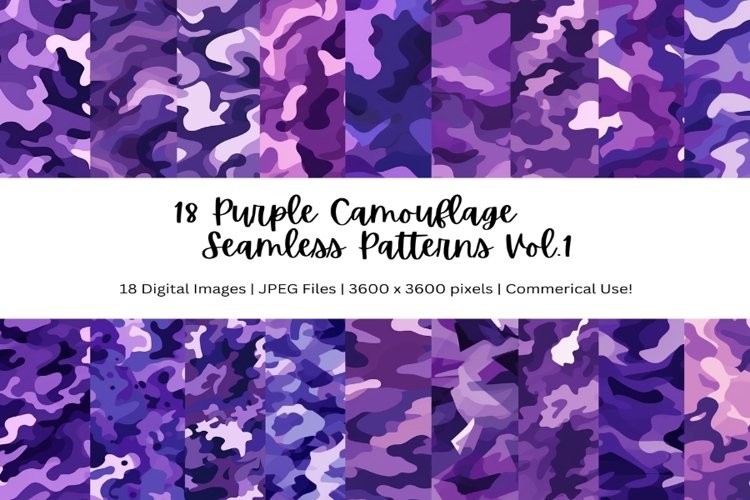 18 Purple Camouflage Seamless Patterns - 300DPI