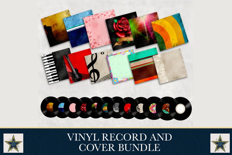 Vinyl Record and Cover Clipart Set