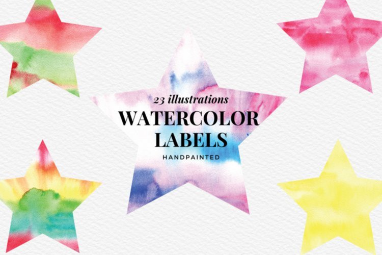 Colorful Watercolor Stars, Watercolor Stars Clipart