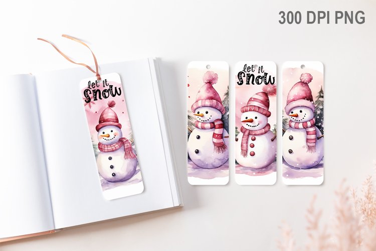 Christmas Pink Snowman Bookmark